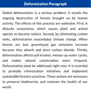 Deforestation Paragraph in 150 to 300 Words for HSC